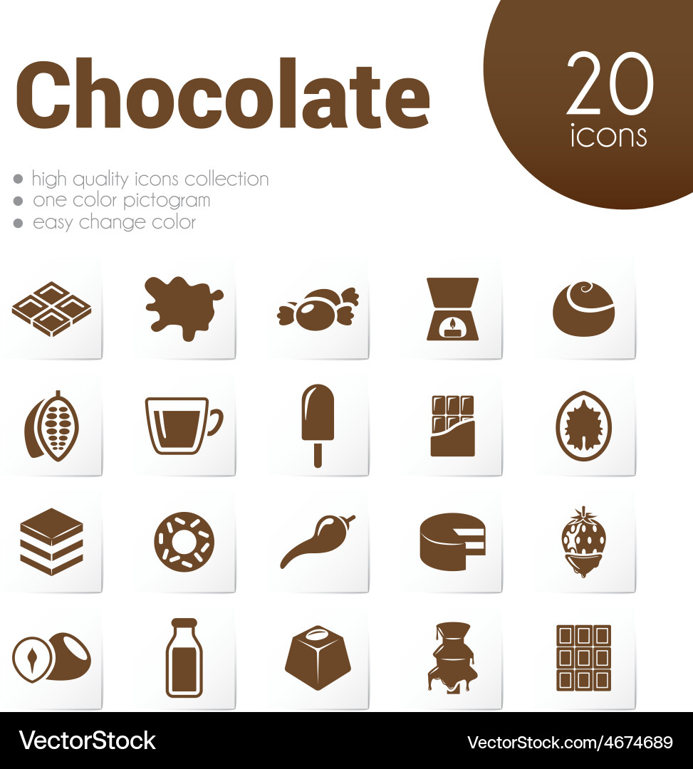 Chocolate icons Royalty Free Vector Image - VectorStock