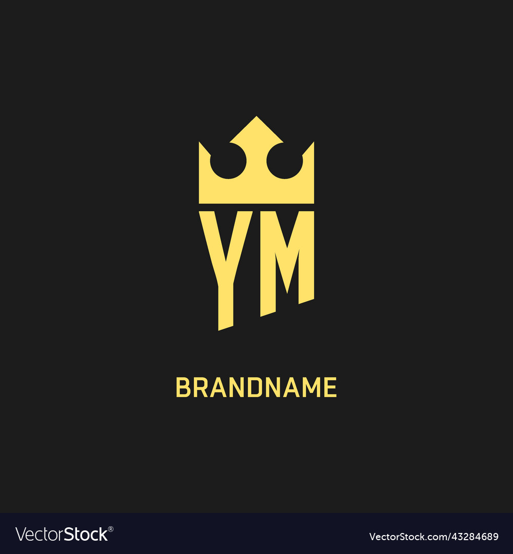 Monogram ym logo shield crown shape elegant Vector Image