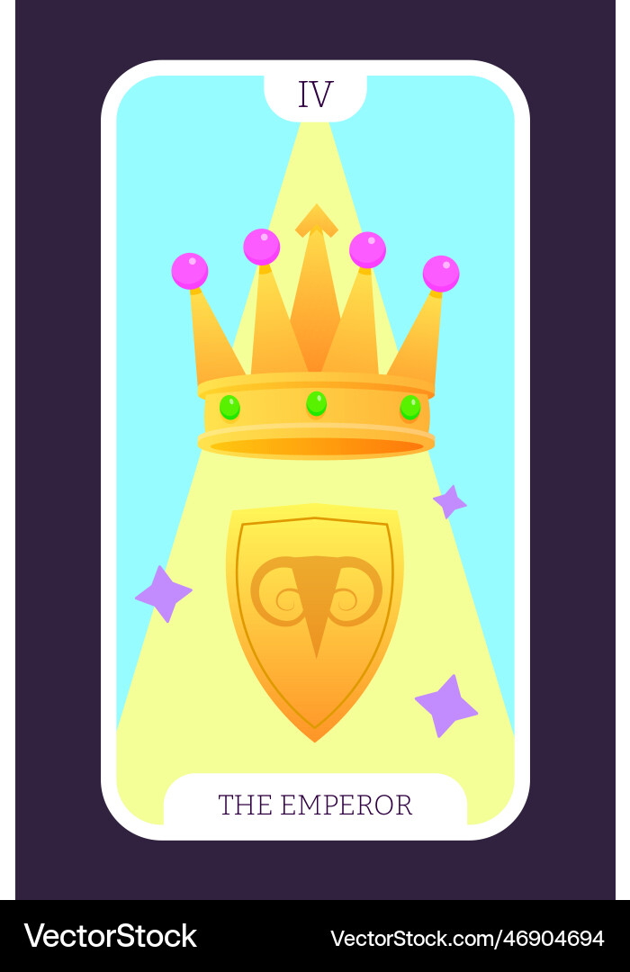Emperor tarot cartoon flat card template major Vector Image