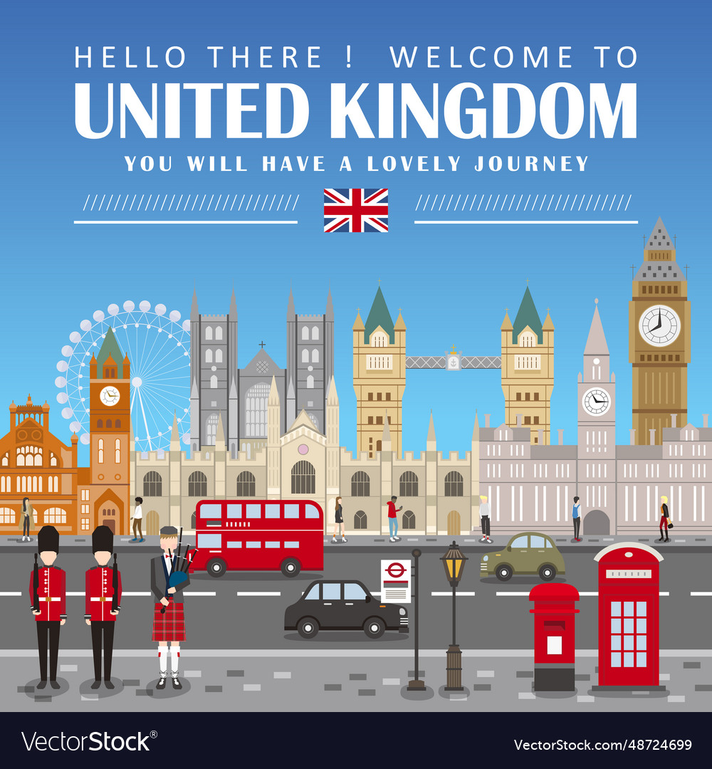 United kingdom travel poster Royalty Free Vector Image United kingdom travel poster Royalty Free Vector Image
