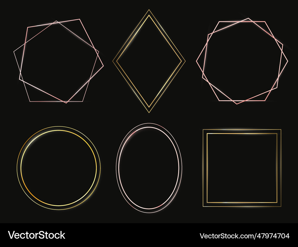 Golden frames rose gold frame premium minimalist Vector Image