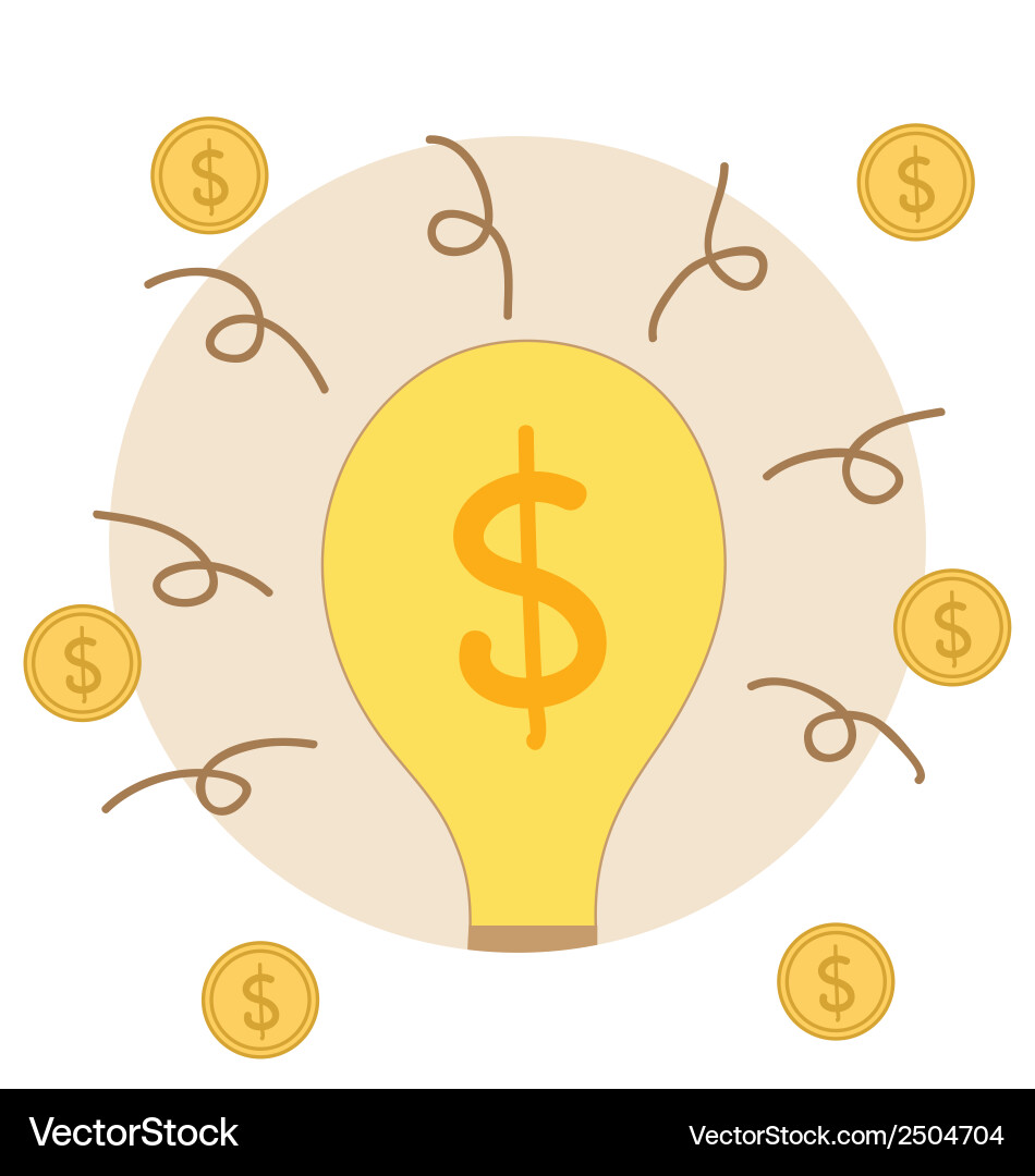 Light bulb with money coin modern flat design Vector Image