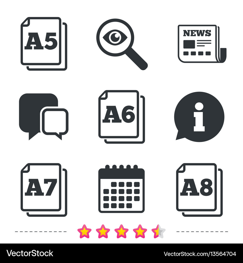 Paper size standard icons document symbol Vector Image