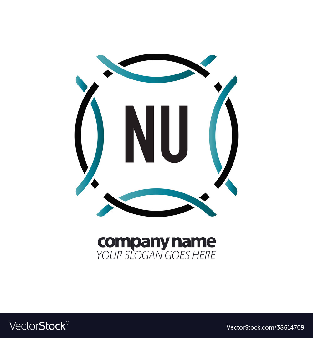 Initial letter nu circle sport logo design Vector Image
