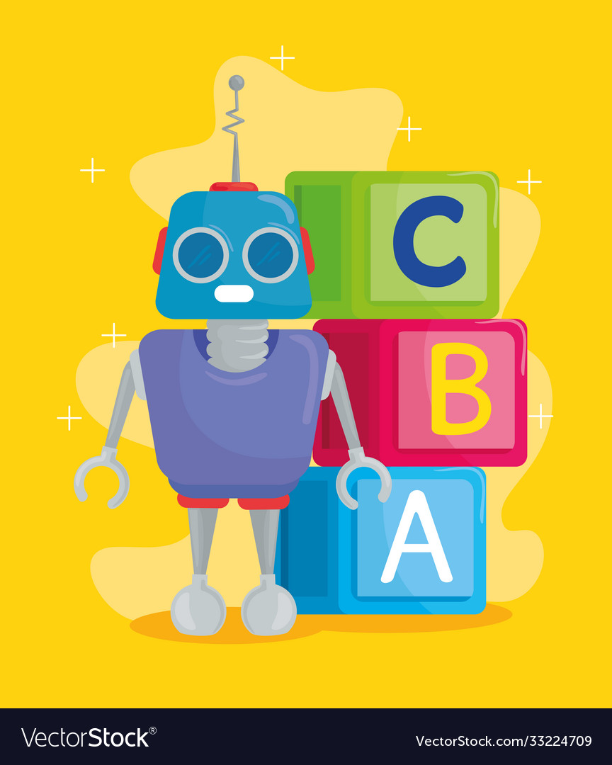 Kids toys alphabet cubes with letters a b c Vector Image