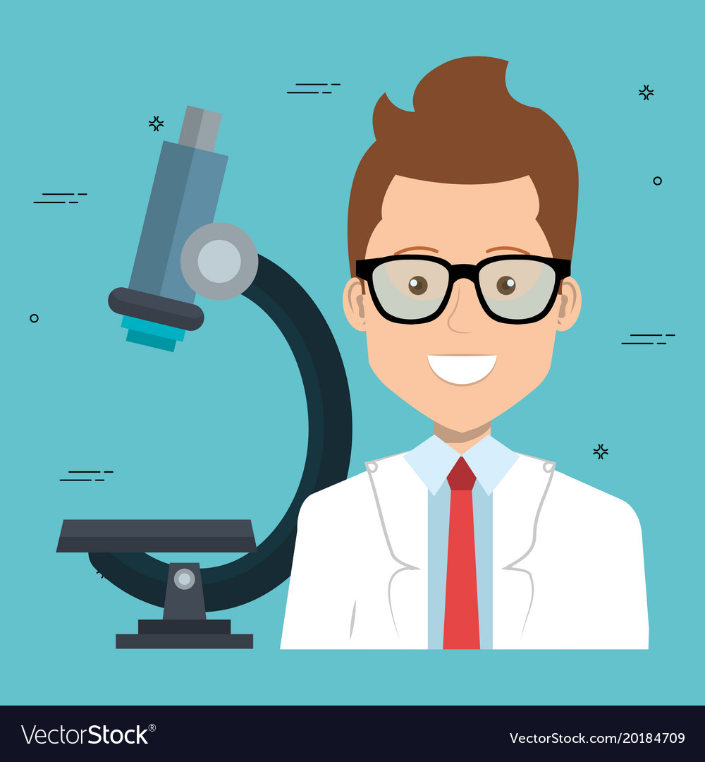 Male doctor with microscope Royalty Free Vector Image Male doctor with microscope Royalty Free Vector Image