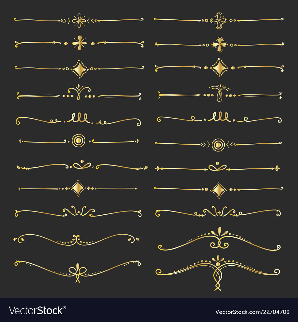 Set of golden decorative calligraphic elements Vector Image Set of golden decorative calligraphic elements Vector Image