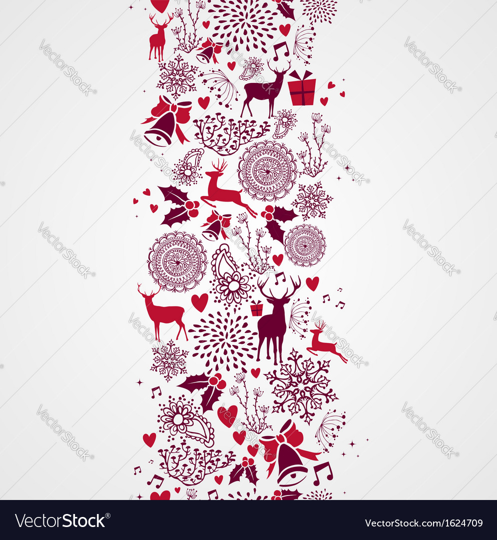 Vintage christmas elements seamless pattern Vector Image Vintage christmas elements seamless pattern Vector Image