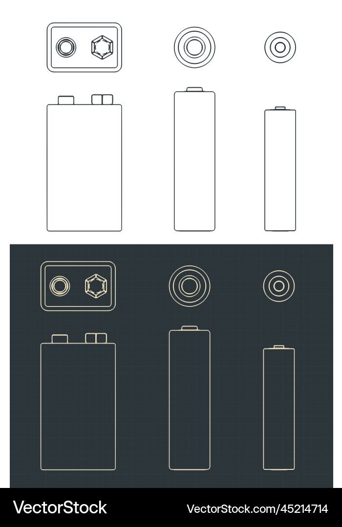 Batteries blueprints Royalty Free Vector Image
