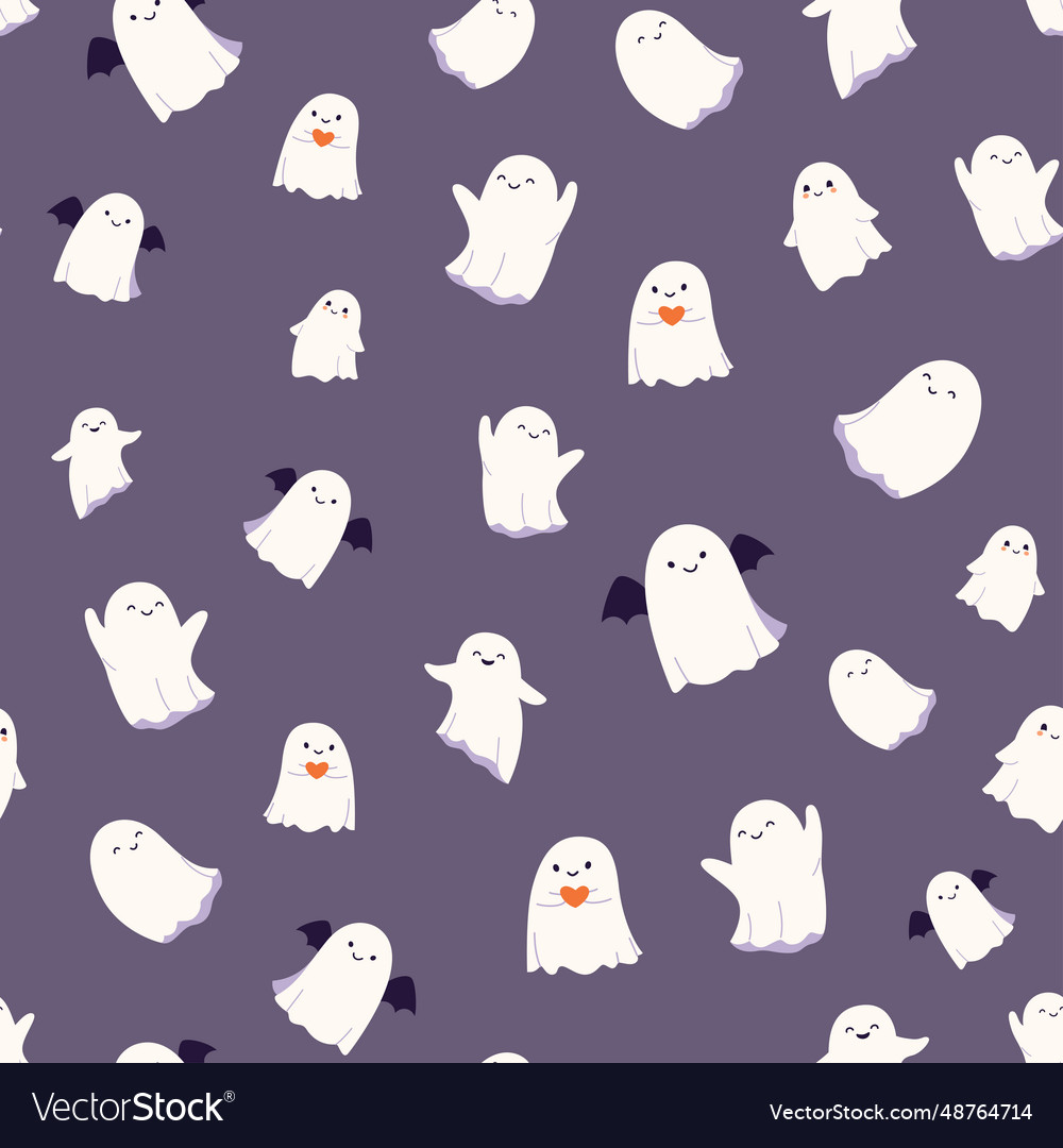 Cute halloween ghost seamless pattern Royalty Free Vector