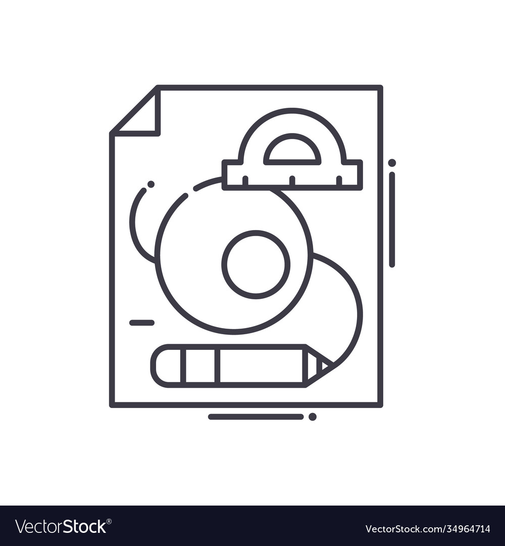 Design project icon linear isolated Royalty Free Vector