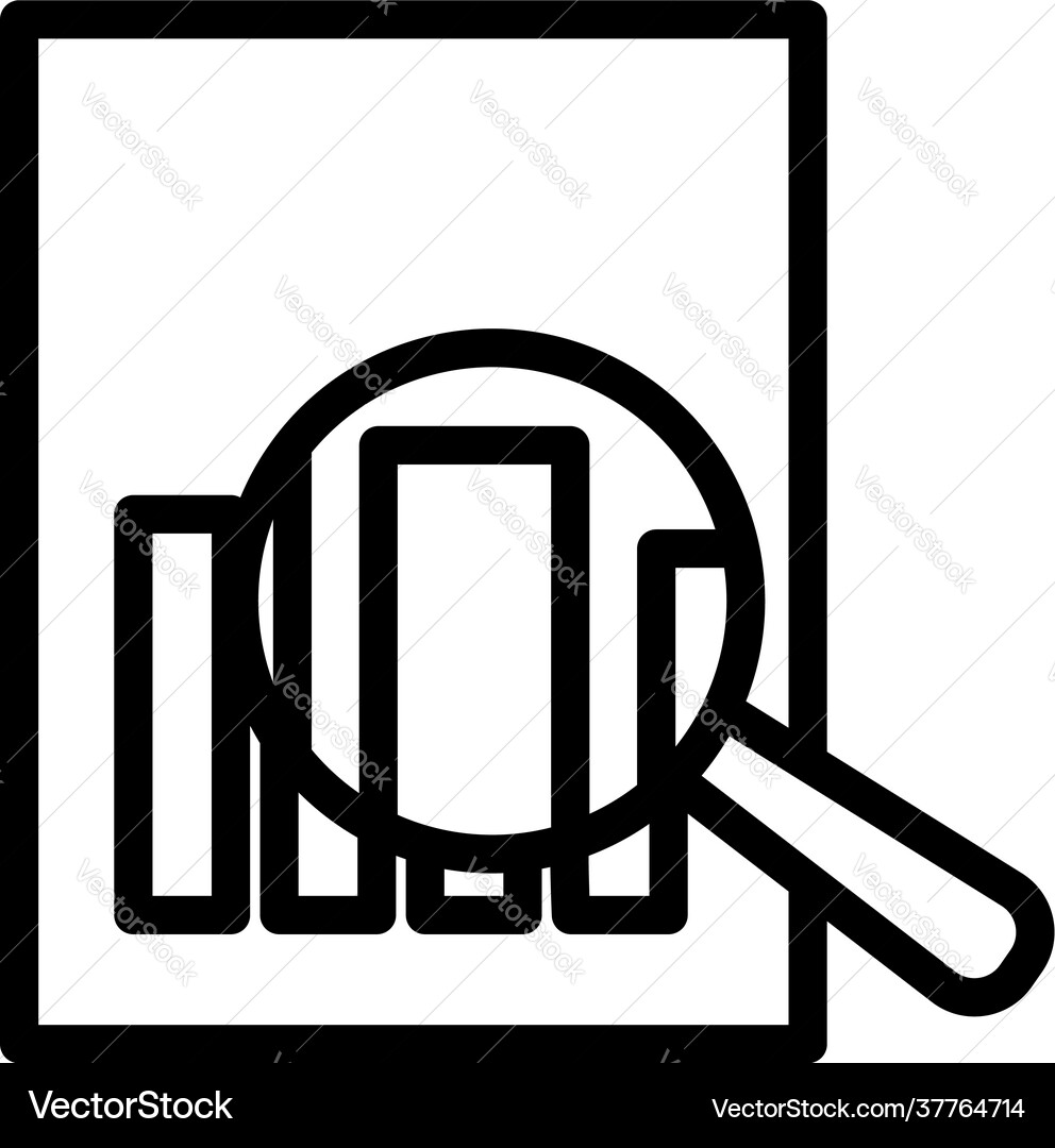Magnificent glass on paper with chart icon Vector Image