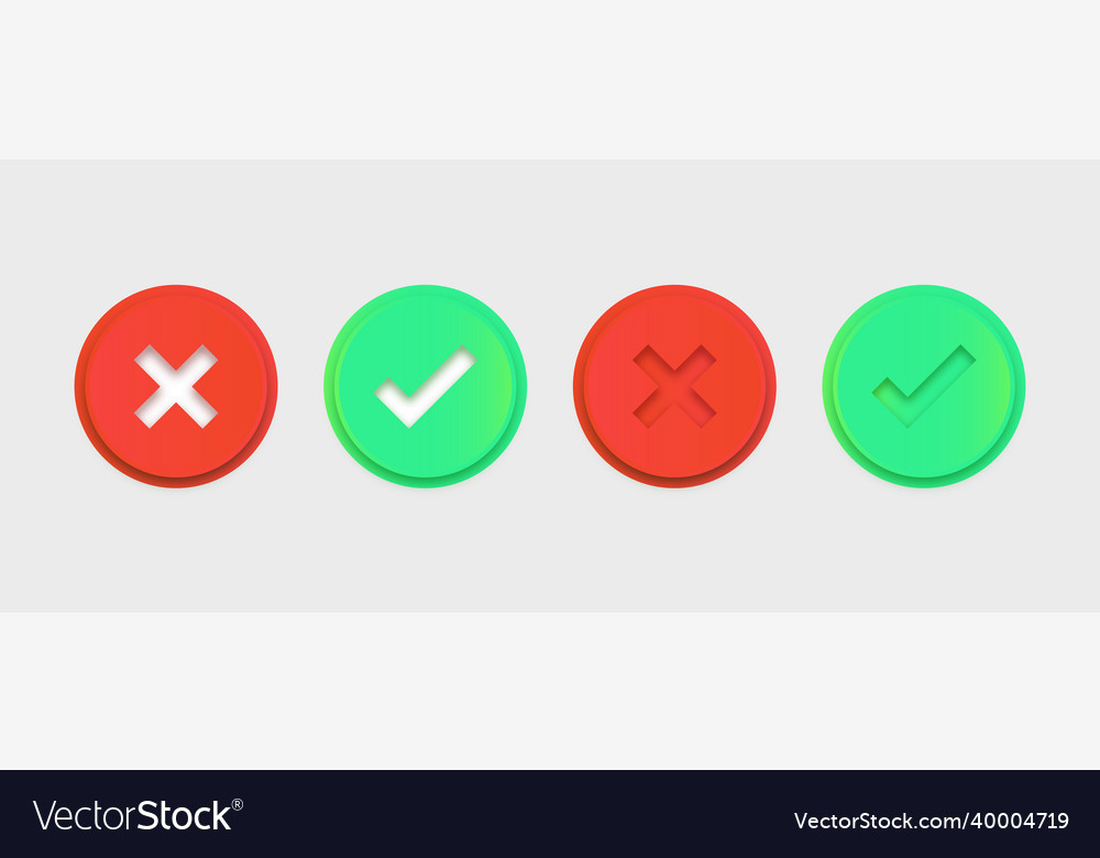 Checkmark buttons - yes or no icon Royalty Free Vector Image