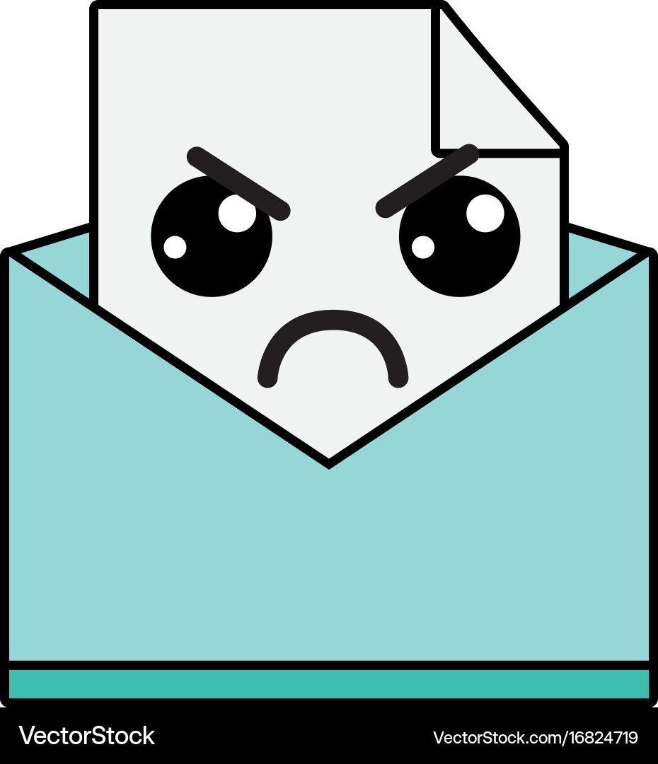Kawaii cute angry file message Royalty Free Vector Image