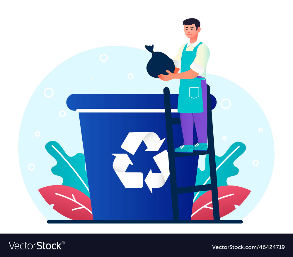 Man sorting garbage concept Royalty Free Vector Image