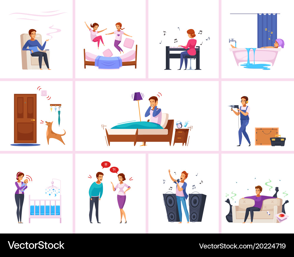 Neighbors relations cartoon characters Royalty Free Vector