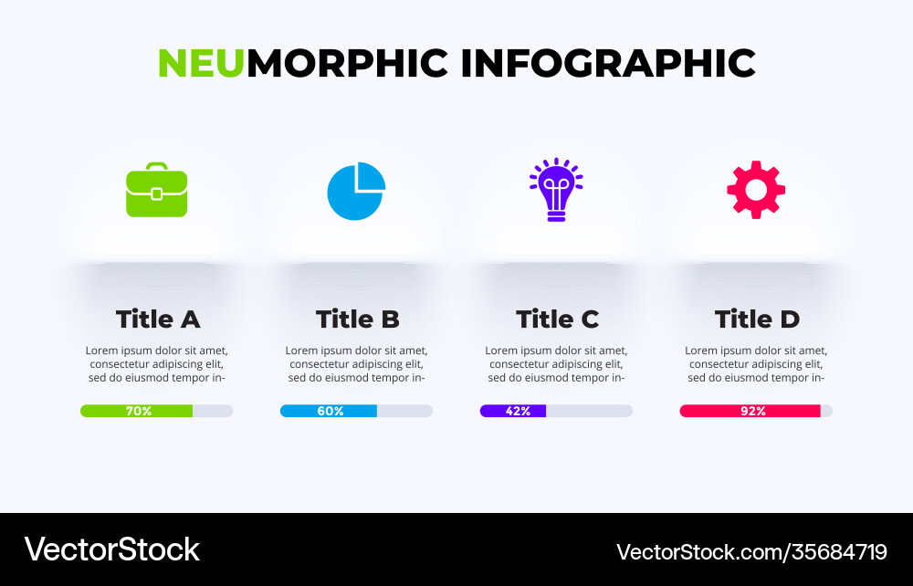 Neumorphic infographic presentation slide Vector Image