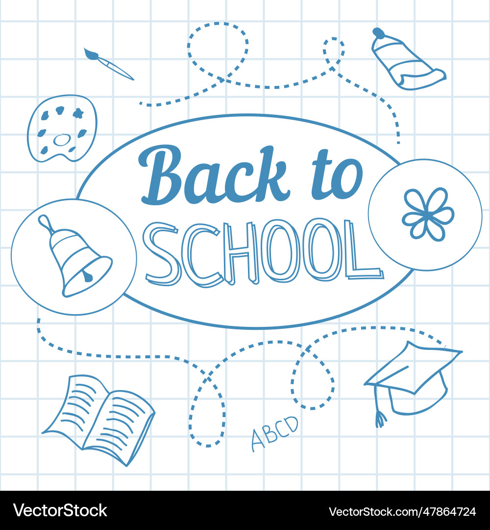 Back to school lettering on squared paper Vector Image