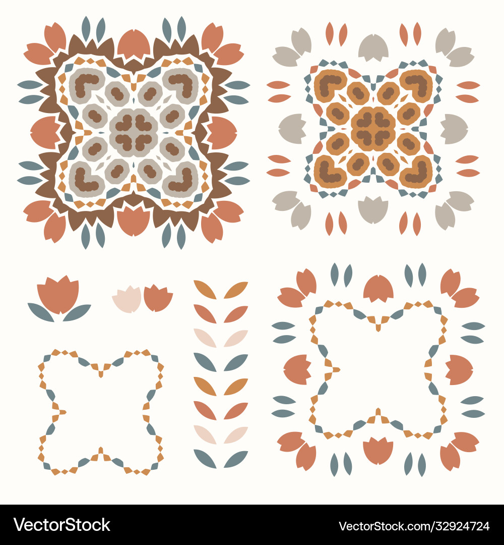 Boho floral design element clipart isolated Vector Image