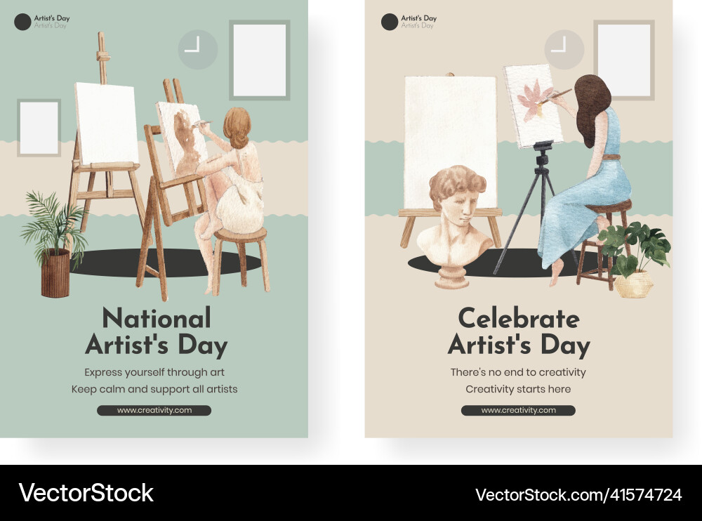 Poster template with international artists day Vector Image