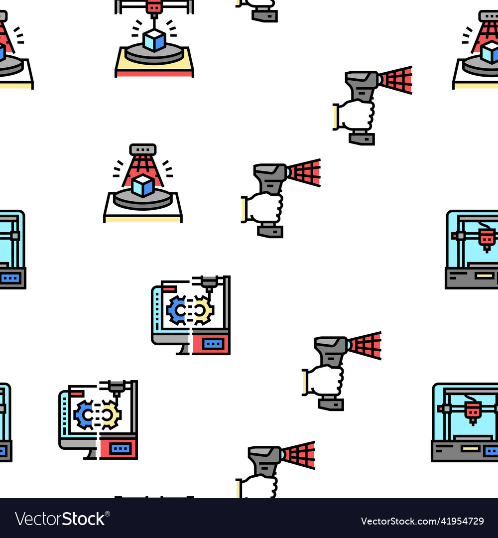 3d Modelling Software And Device Seamless Vector Image