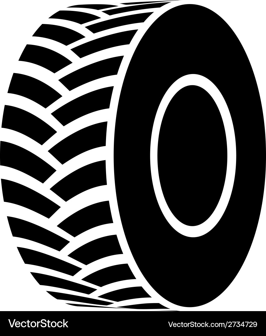 Black tractor tyre symbol Royalty Free Vector Image