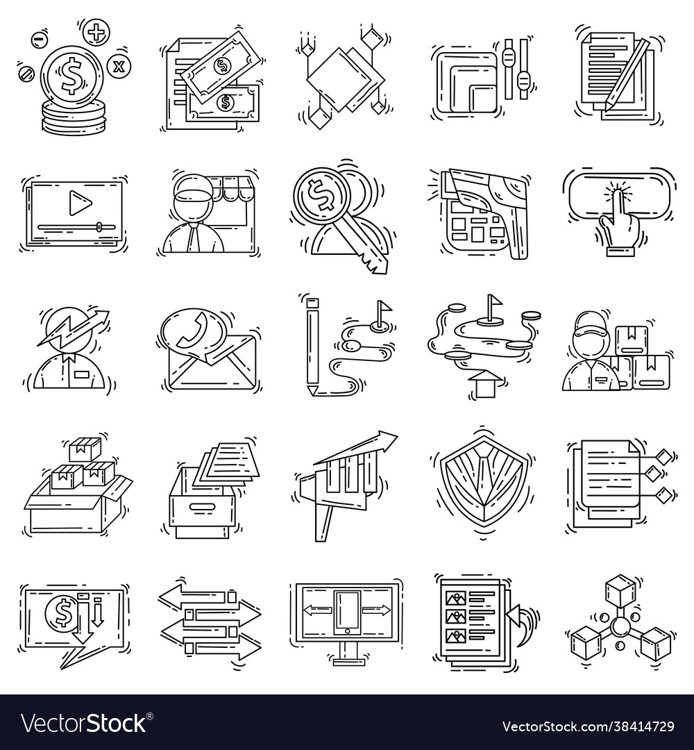 Ecommerce icon set hand drawn icon set outline Vector Image