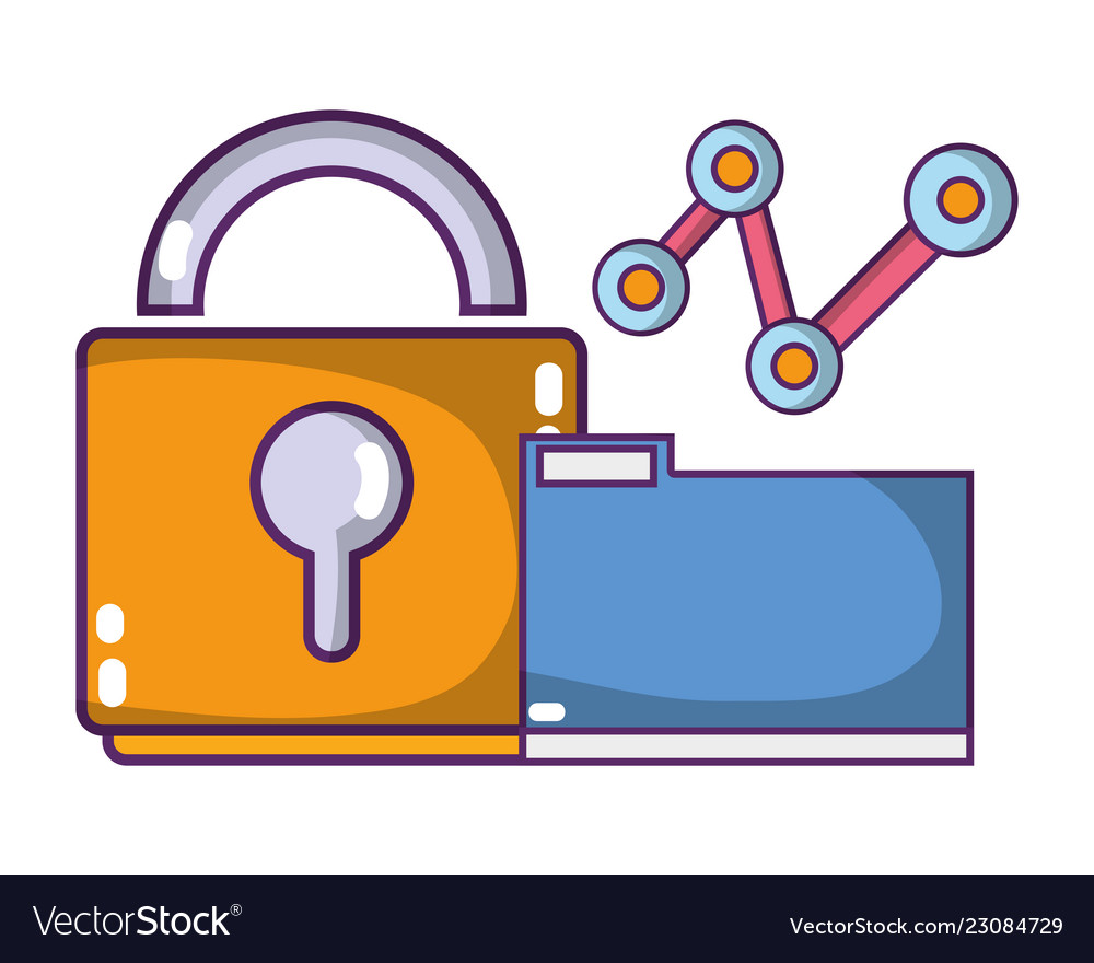 Technology computing security cartoon Royalty Free Vector