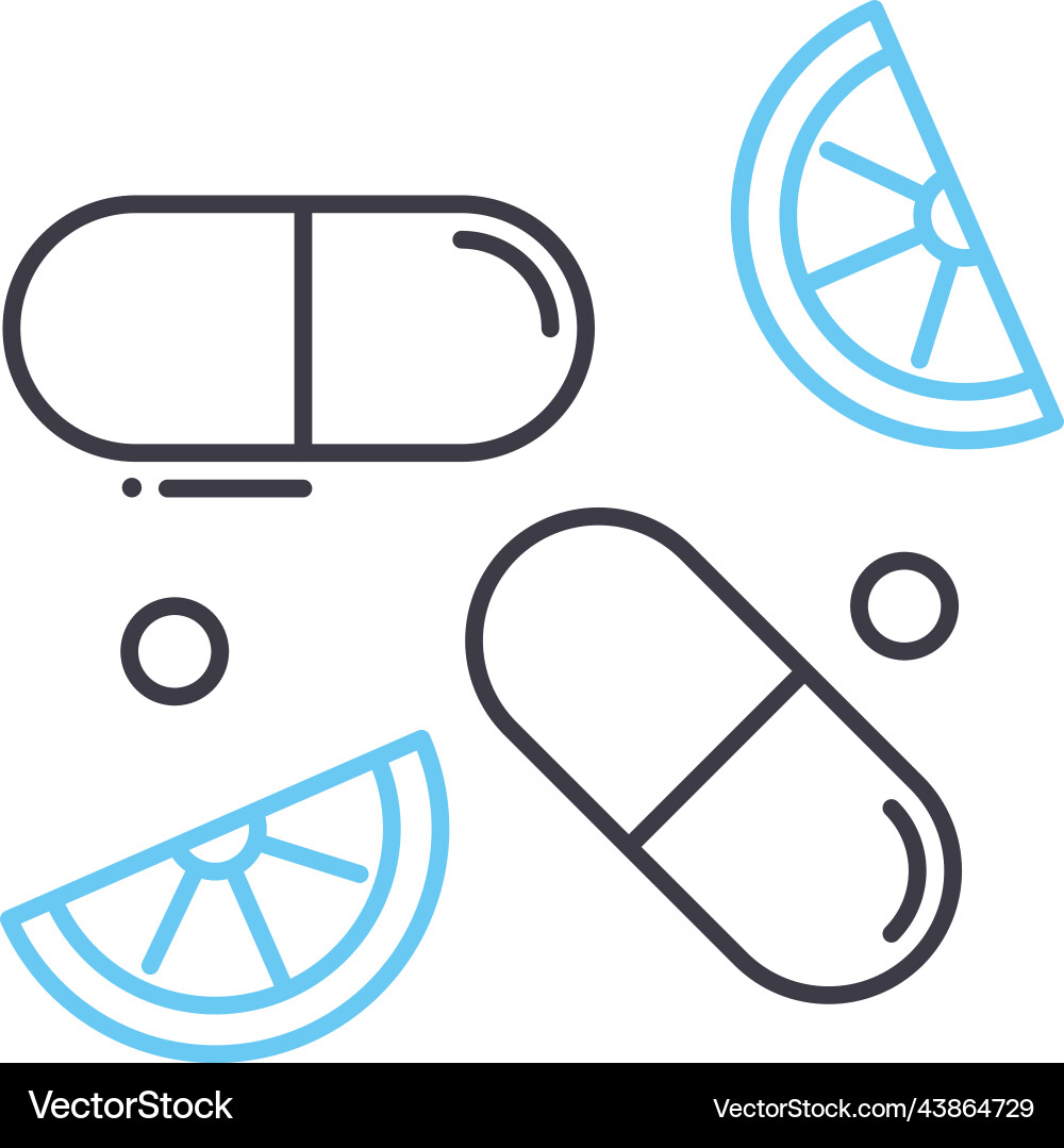 Vitamins line icon outline symbol Royalty Free Vector Image