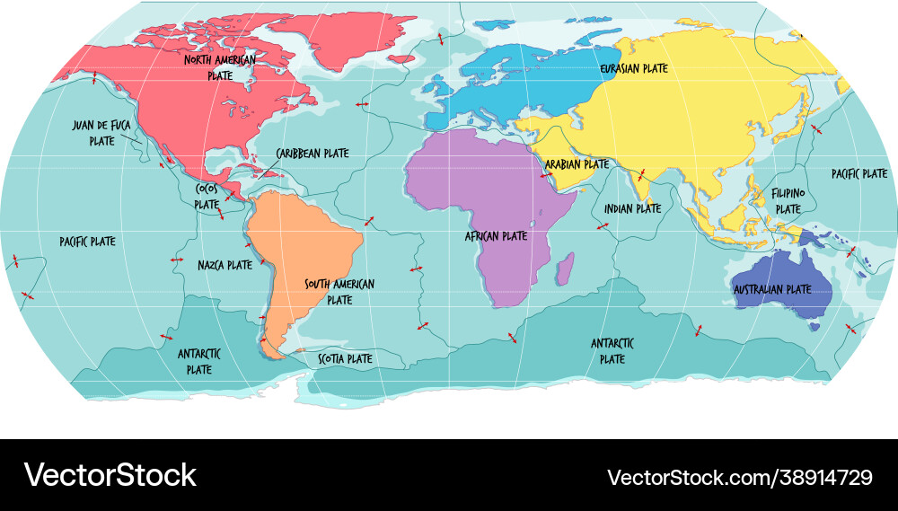World Map Showing Plates Plate Tectonics Map Plate Boundary Map