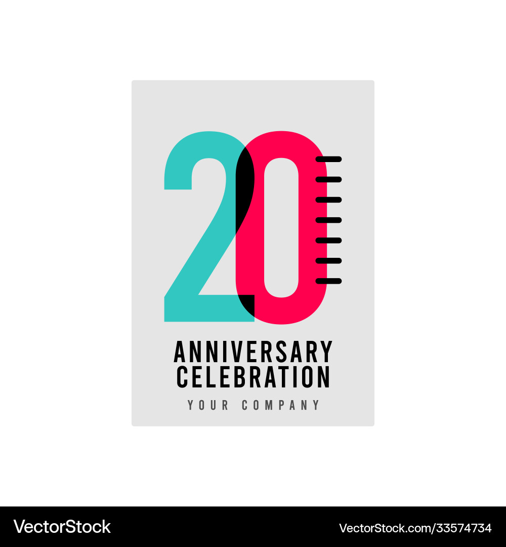20 year anniversary template design Royalty Free Vector