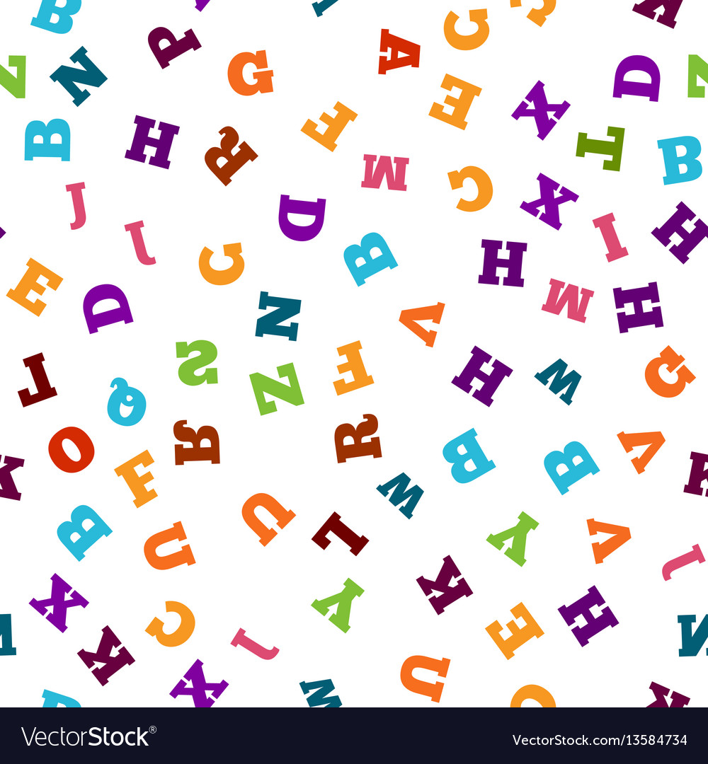 Colorful letter seamless pattern on white Vector Image Colorful letter seamless pattern on white Vector Image