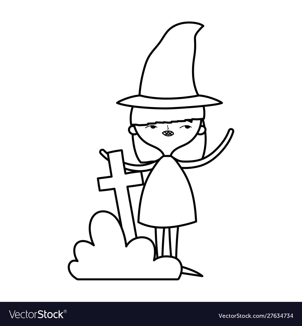 Happy halloween celebration girl witch costume Vector Image