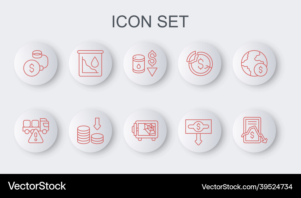 Set line mobile stock trading stop delivery cargo Vector Image