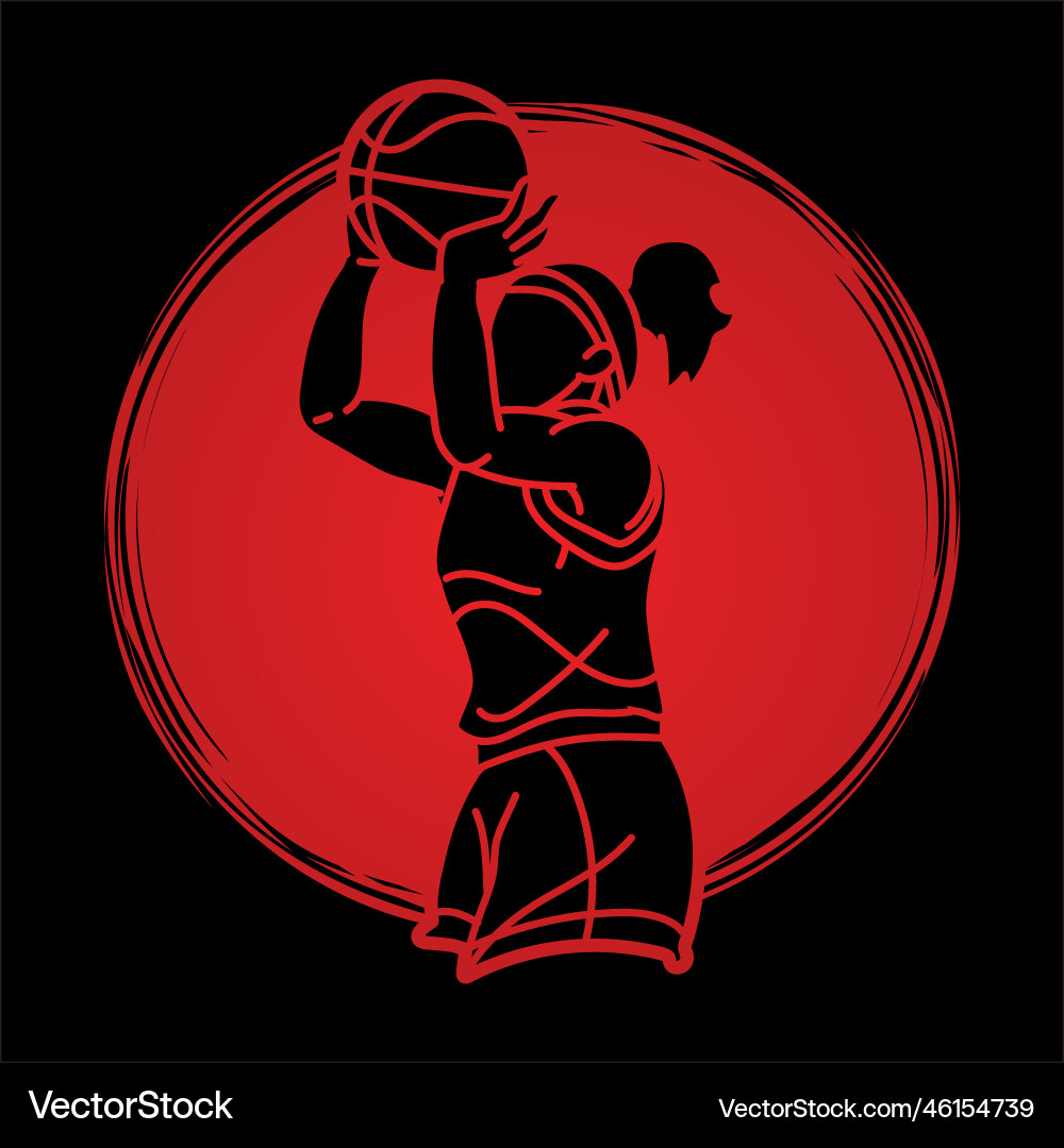 Basketball action female player Royalty Free Vector Image