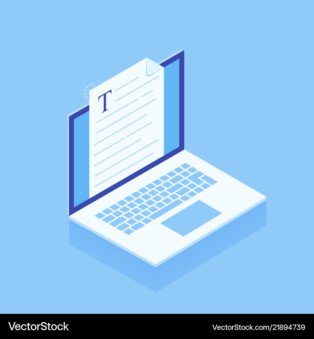 Laptop with writing letter or journal blogging Vector Image