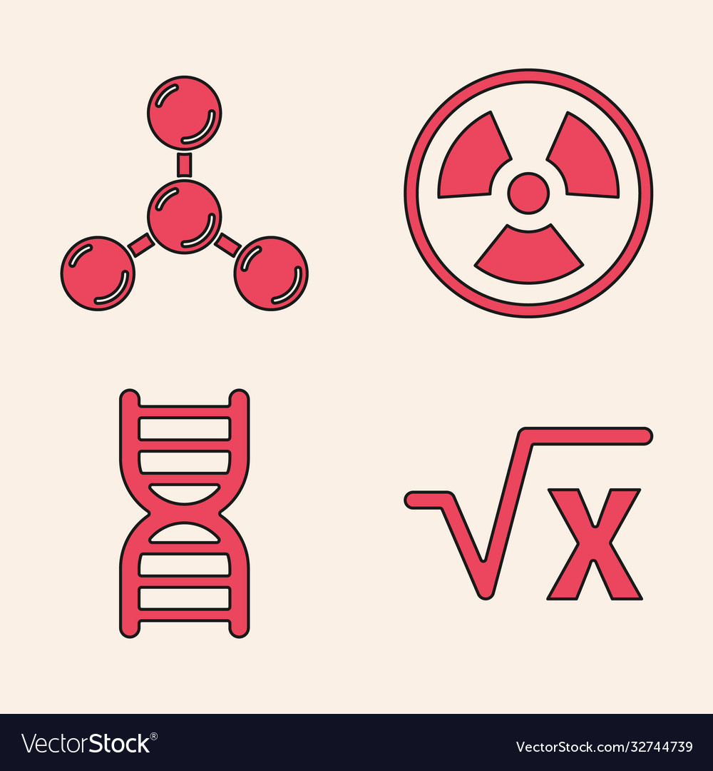 Set square root x glyph molecule radioactive Vector Image Set square root x glyph molecule radioactive Vector Image