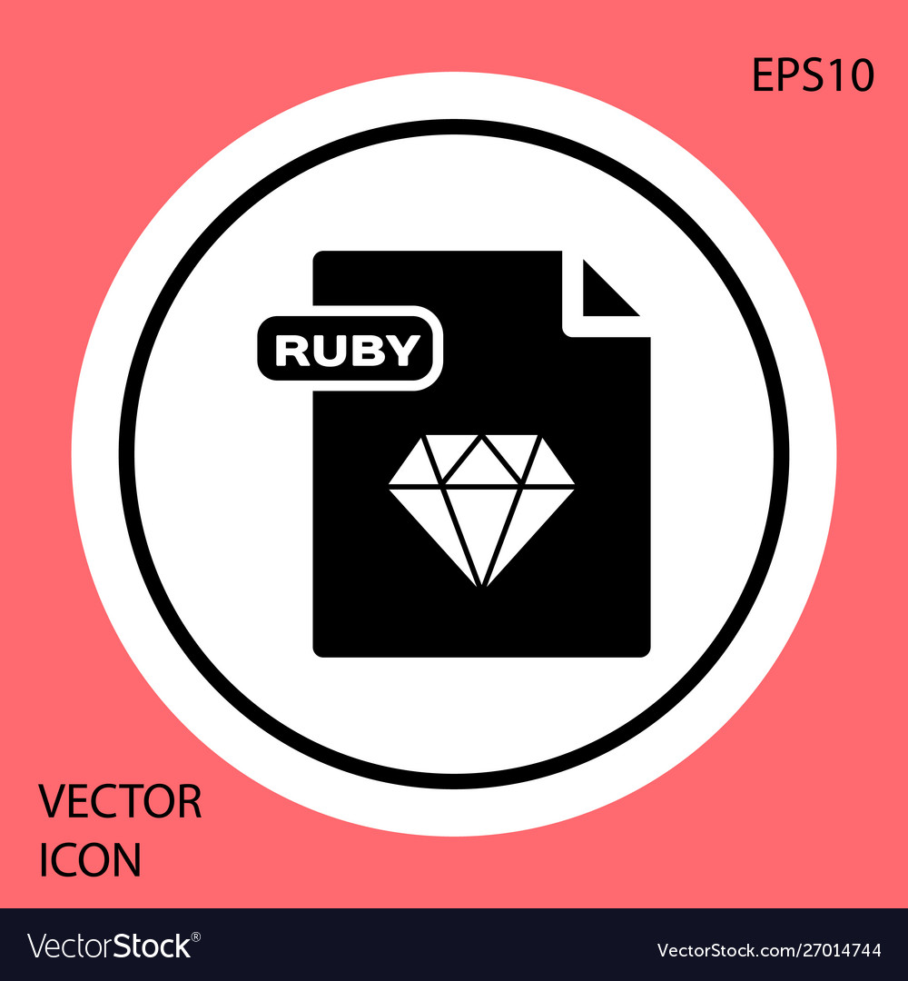 Black ruby file document download button Vector Image