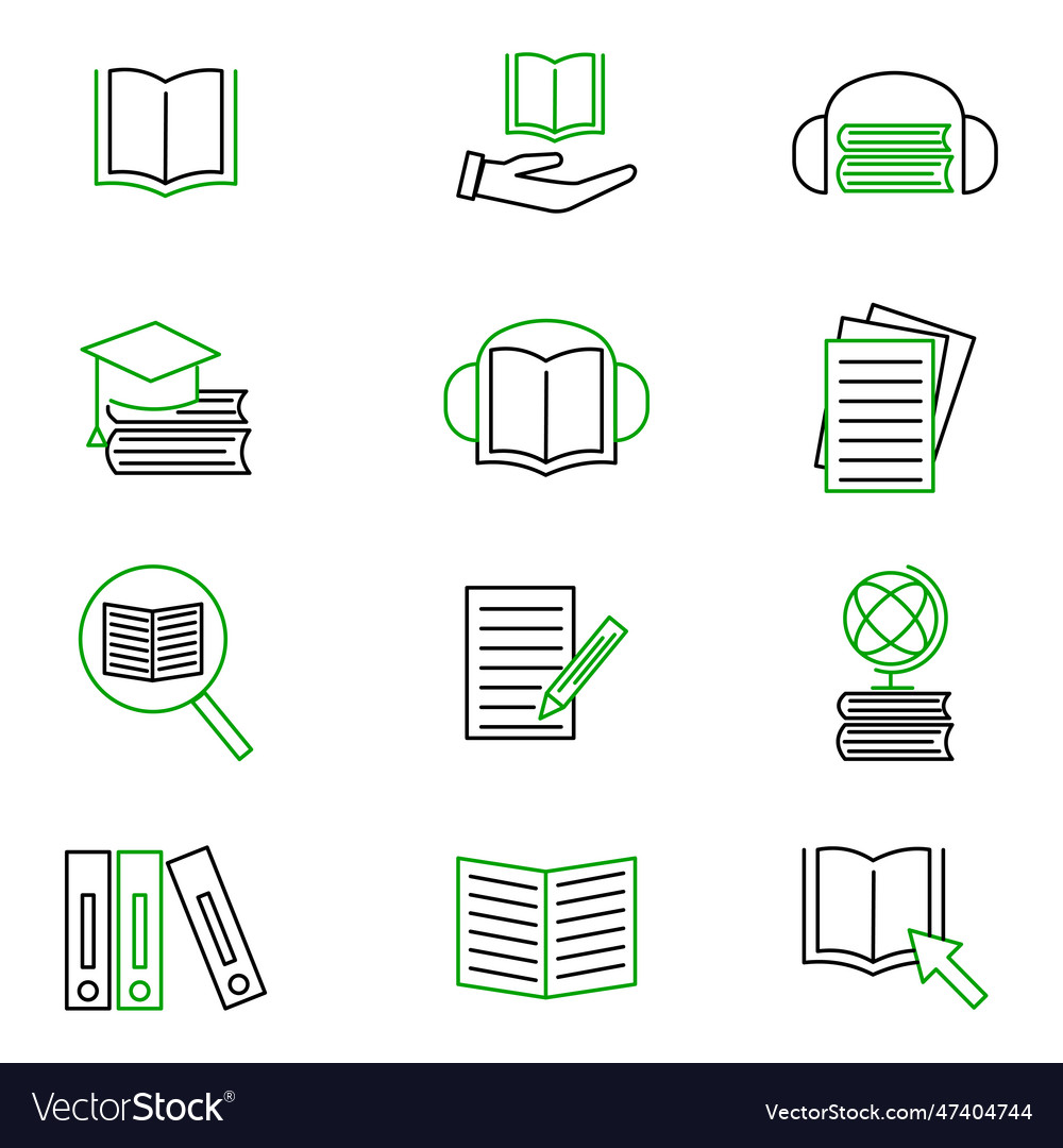 Book icon set in thin line style Royalty Free Vector Image