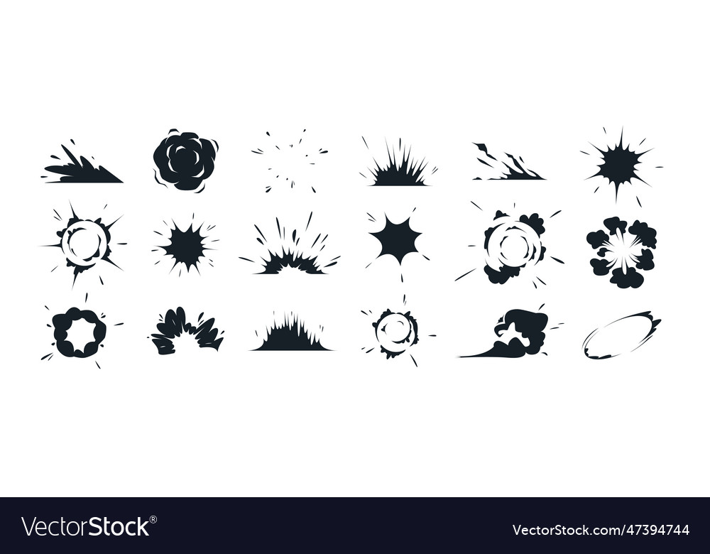 Cartoon explode effects speed comic explosive Vector Image