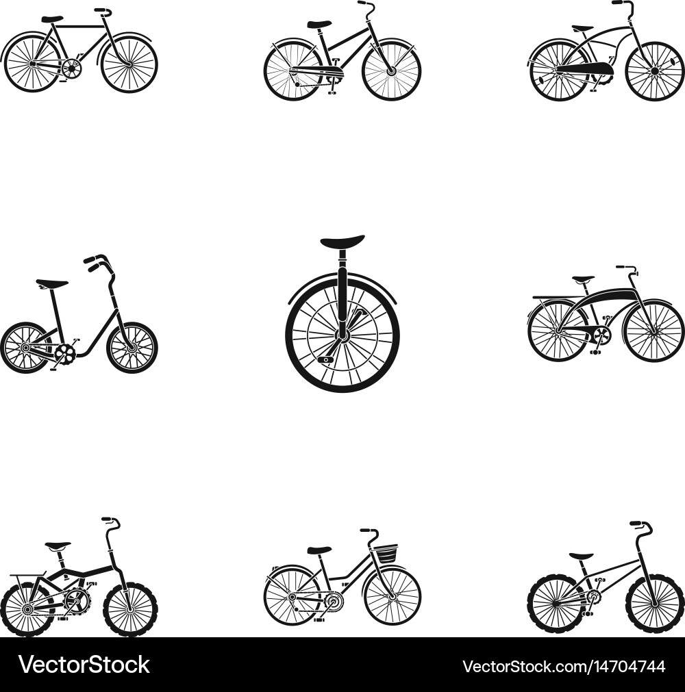 Collection of bikes with different wheels and Vector Image