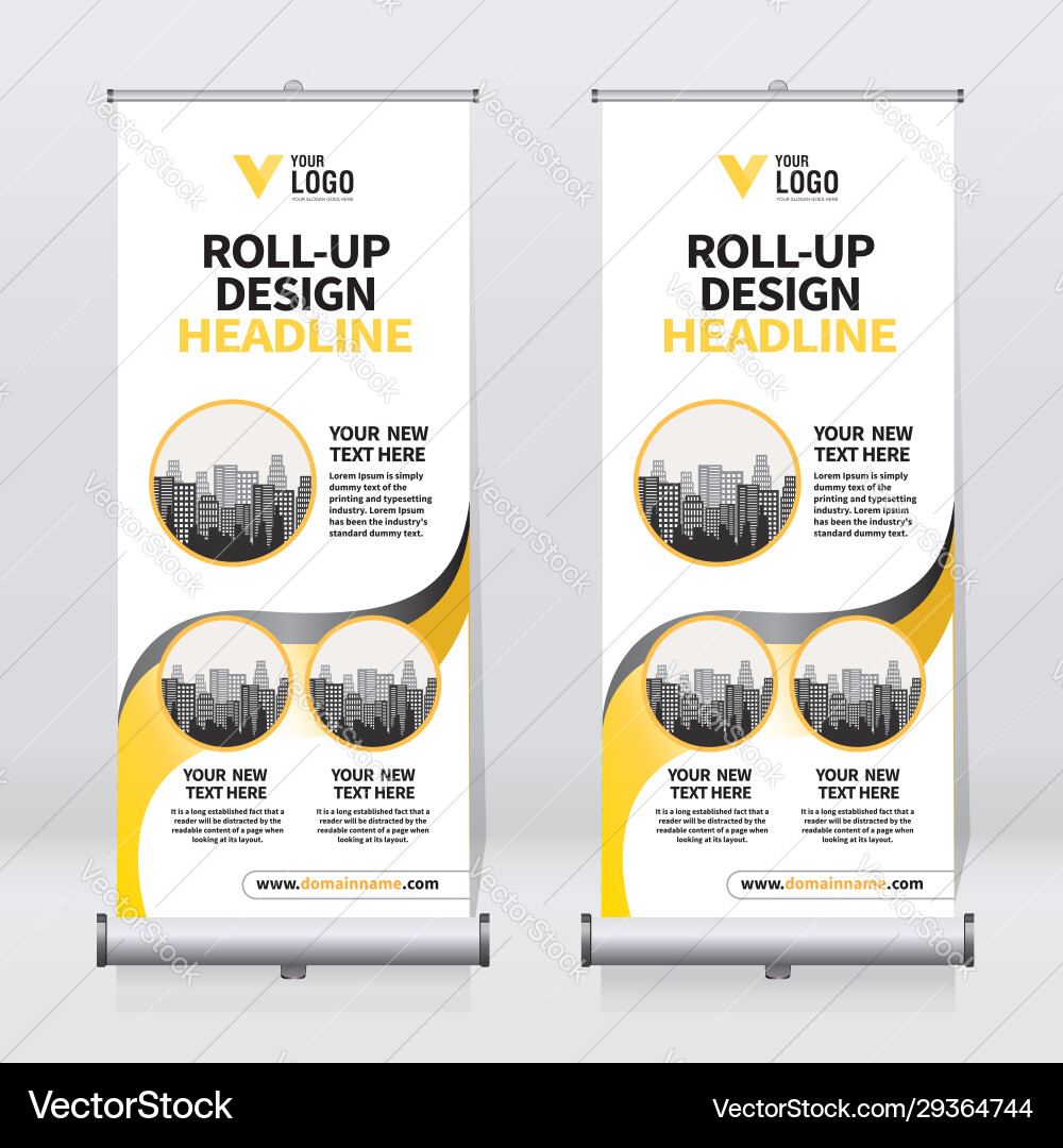 Creative roll up banner design template Royalty Free Vector