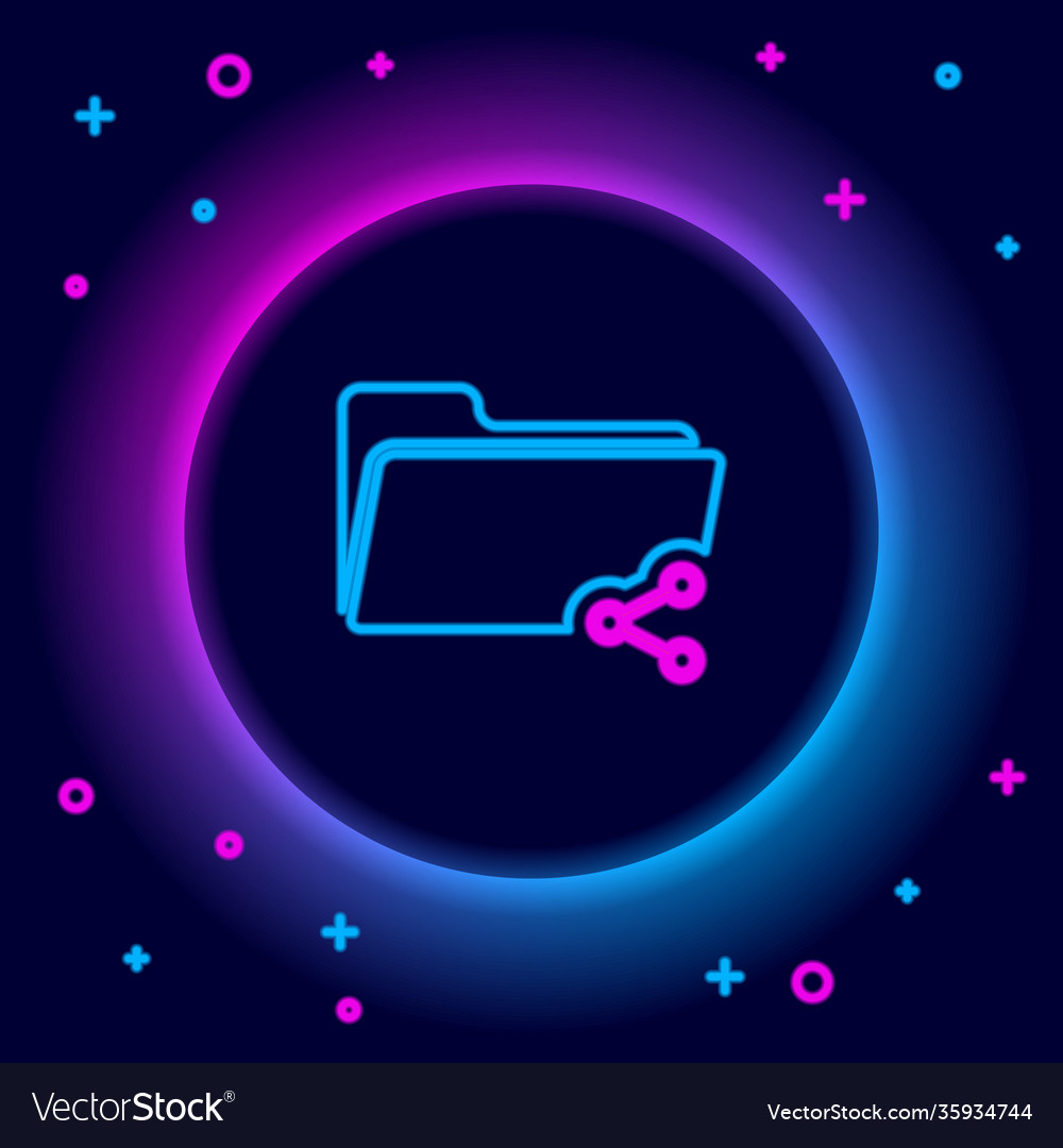 Glowing neon line share folder icon isolated Vector Image Glowing neon line share folder icon isolated Vector Image