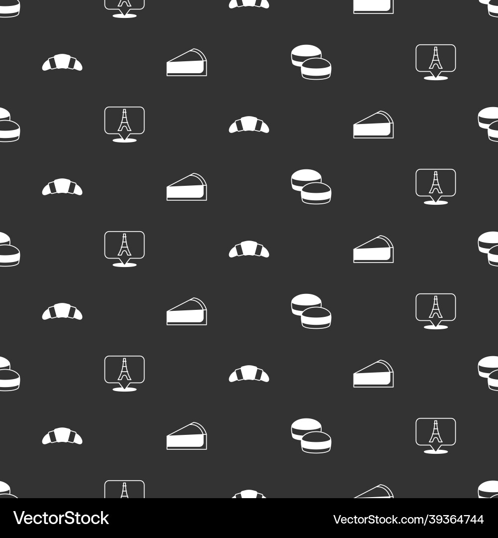 Set macaron cookie eiffel tower croissant Vector Image