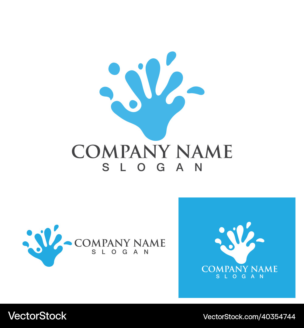 Splash water blue logo and symbol Royalty Free Vector Image