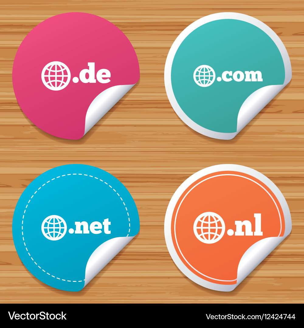 Top-level domains signs de com net and nl Vector Image