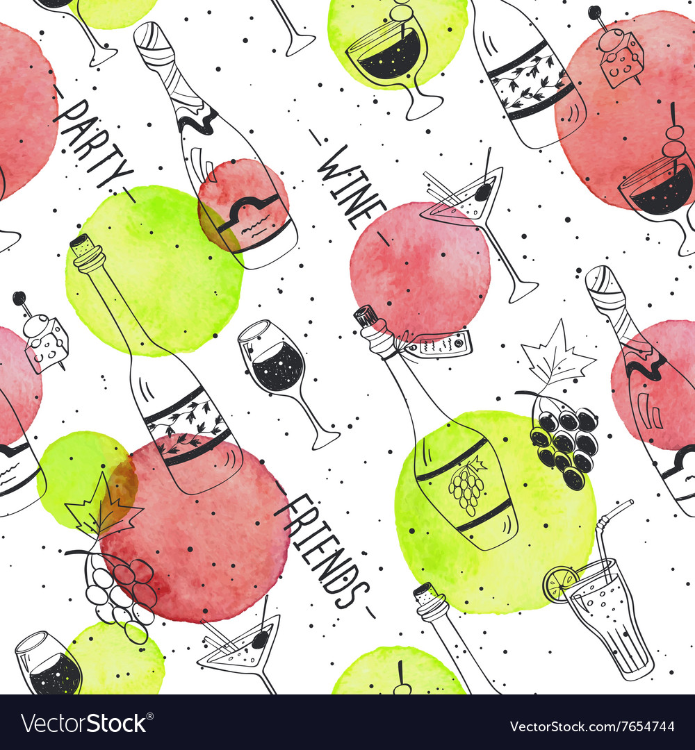 Wine doodle pattern Royalty Free Vector Image - VectorStock