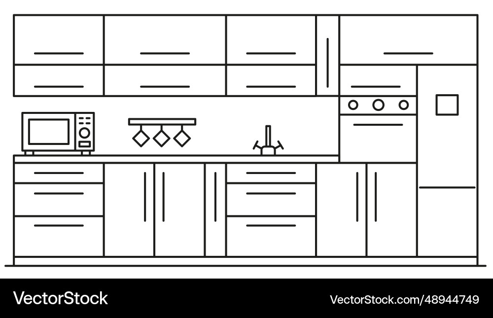 Kitchen layout furnishings Royalty Free Vector Image