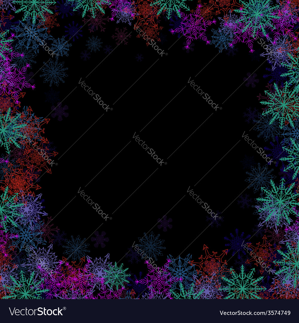 Rectangular frame with small colorful snowflakes Vector Image