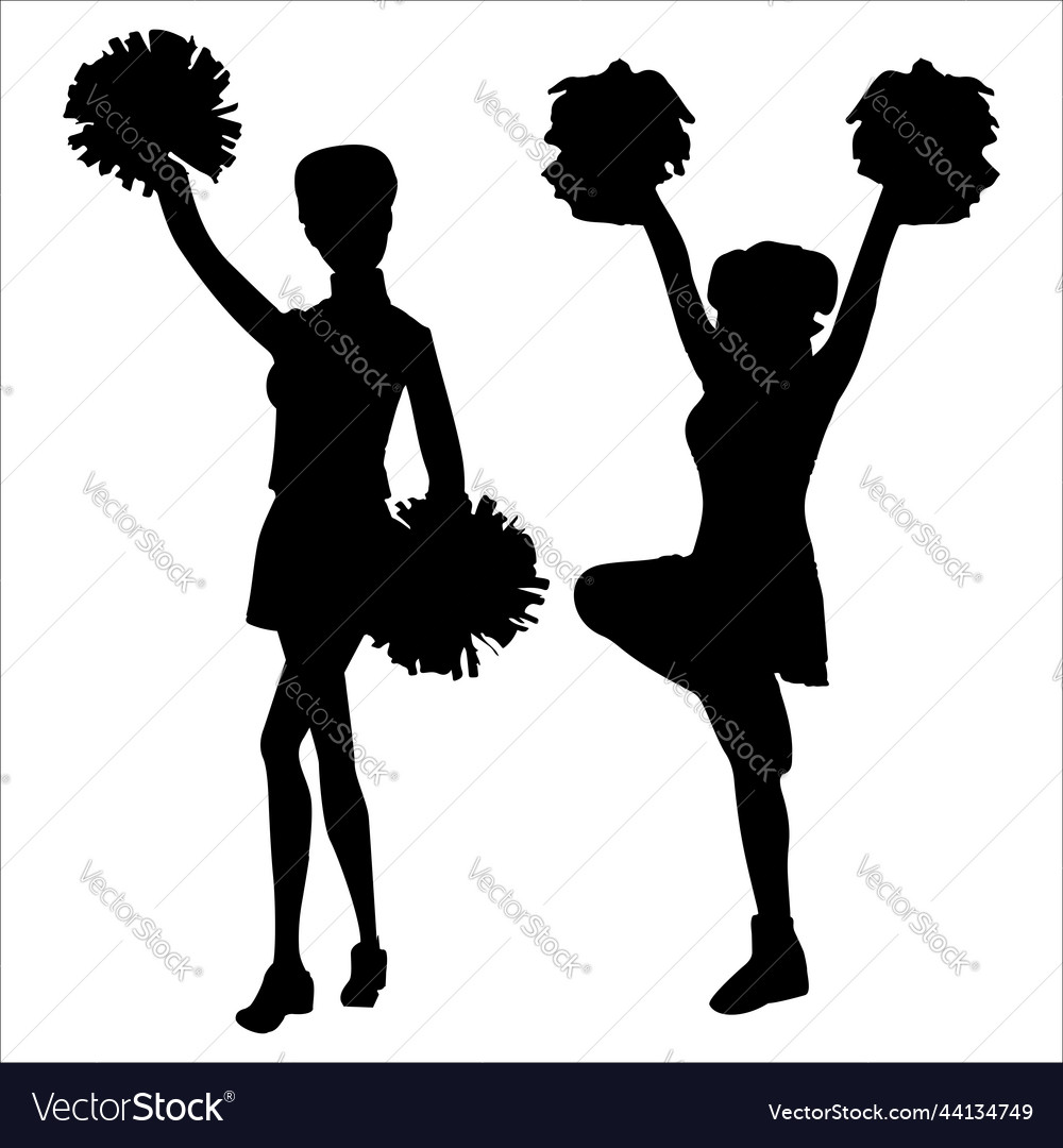 Set Of Girl Cheerleader Silhouettes Royalty Free Vector